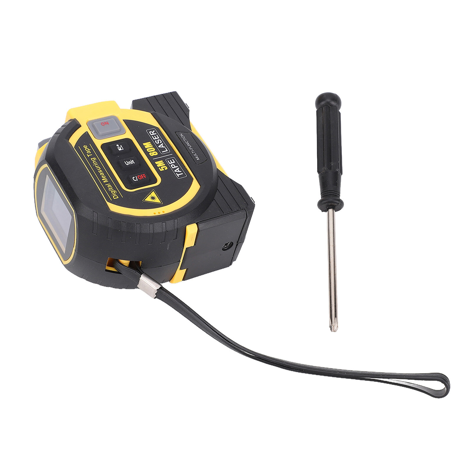 3-в-1 лазерная рулетка 80 м, голосовое управление, замер 262 фута + рулетка 16.4 фута, желтая