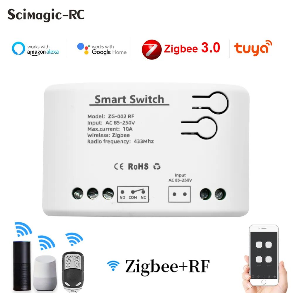 1CH Zigbee Tuya умный дом модуль реле 85-250V 220V реле работает Alexa Google помощник умный выключатель света