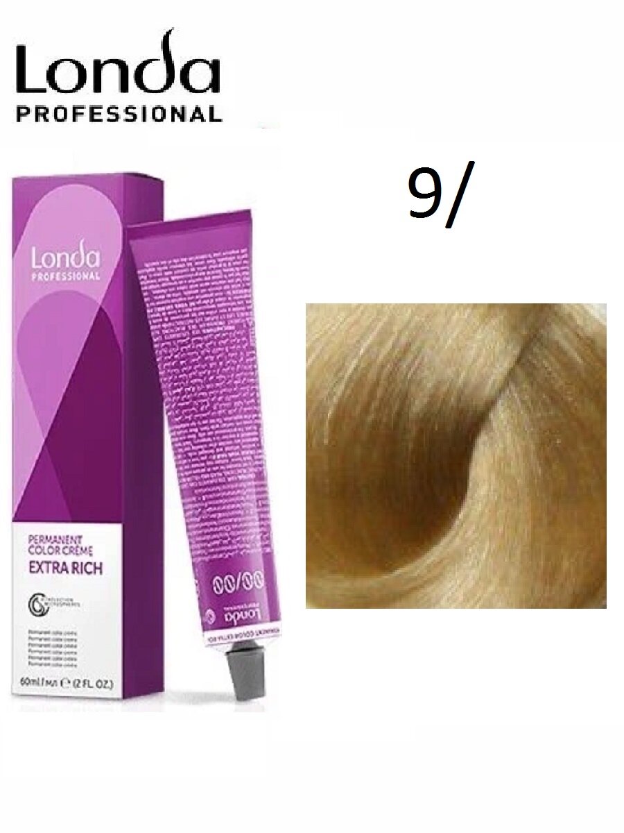 Londa Professional 9/ Стойкая крем-краска Londacolor Creme Extra Rich, очень светлый блонд, 60 мл