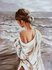 Алмазная картина Девушка у моря, 20x30см, белый, 6027