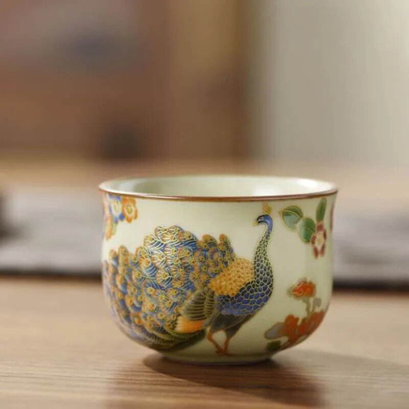 HEYYES ручная фарфоровая чаша для заварки Gaiwan бежевого цвета