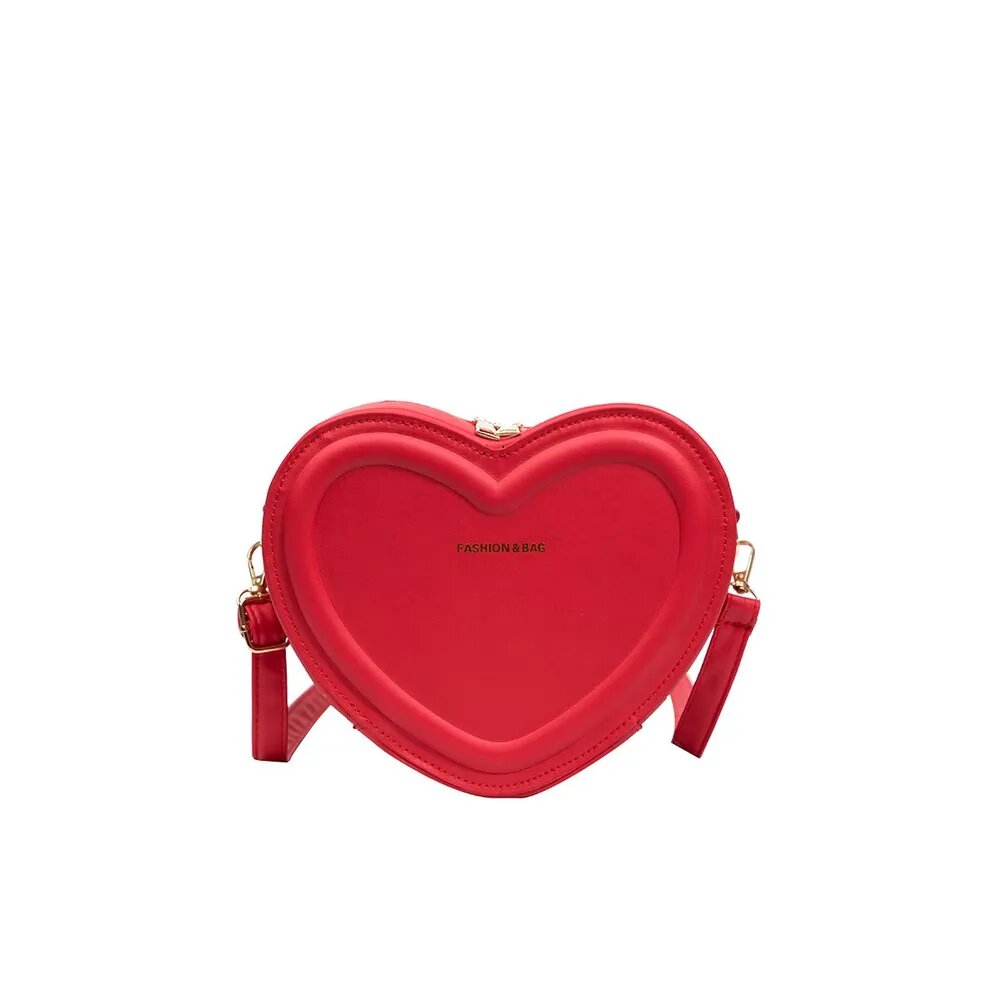 Сумка через плечо в форме сердца из ПУ кожи, красная