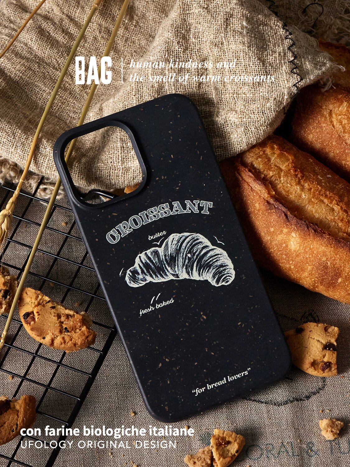 Черный чехол с рисунком круассан для iPhone 13 2021 года, мягкий ТПУ, ударопрочный, нескользящее покрытие