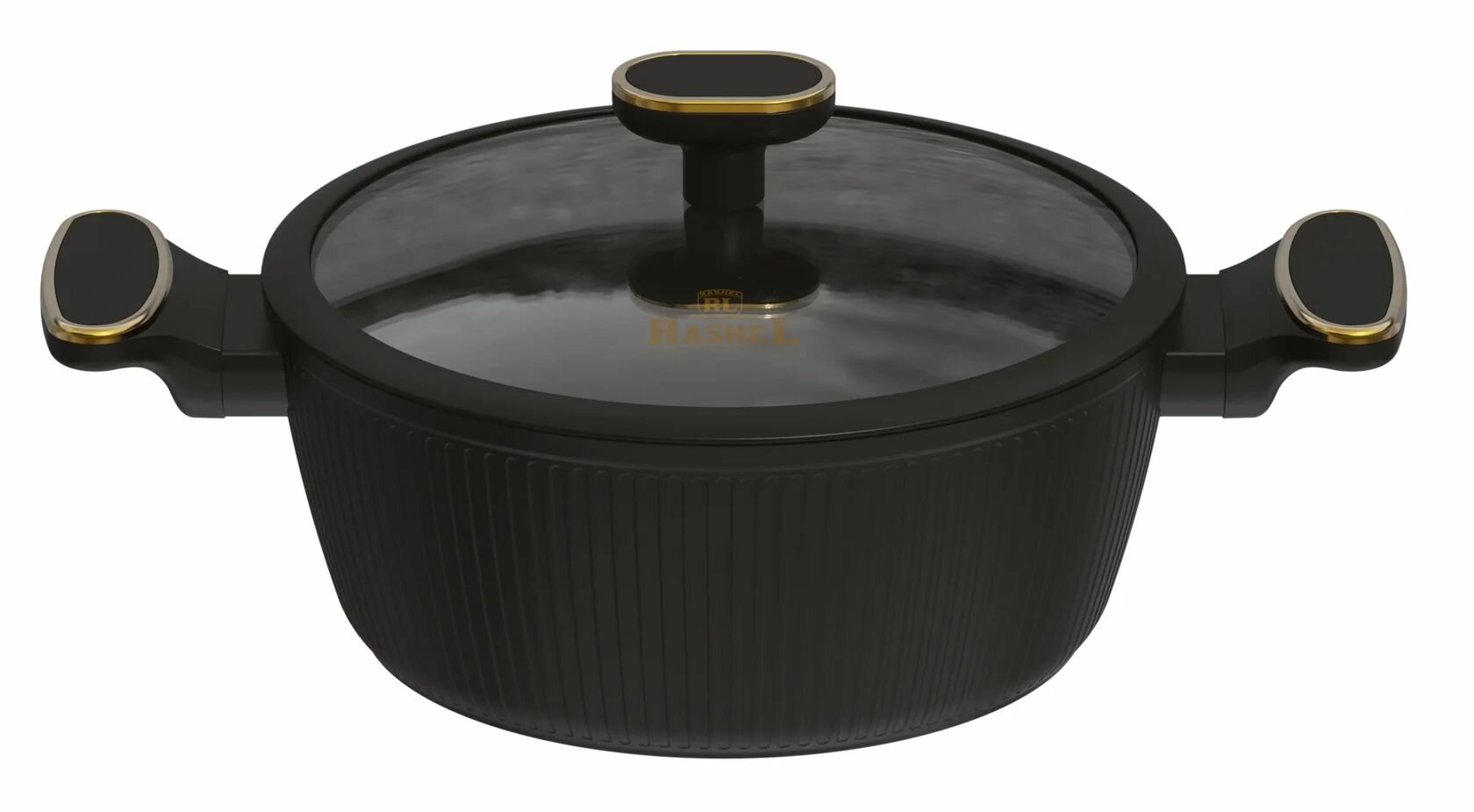 Кастрюля 4 литра антипригарная со стеклянной крышкой, литой алюминий, с индукционным дном Rashel R-27424