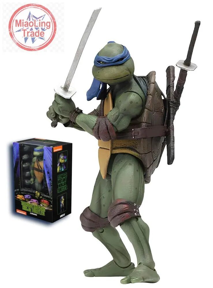 Фигурка Черепашки Ниндзя: Леонардо TMNT (18см) от NECA, шарнирная фигурка с аксессуарами