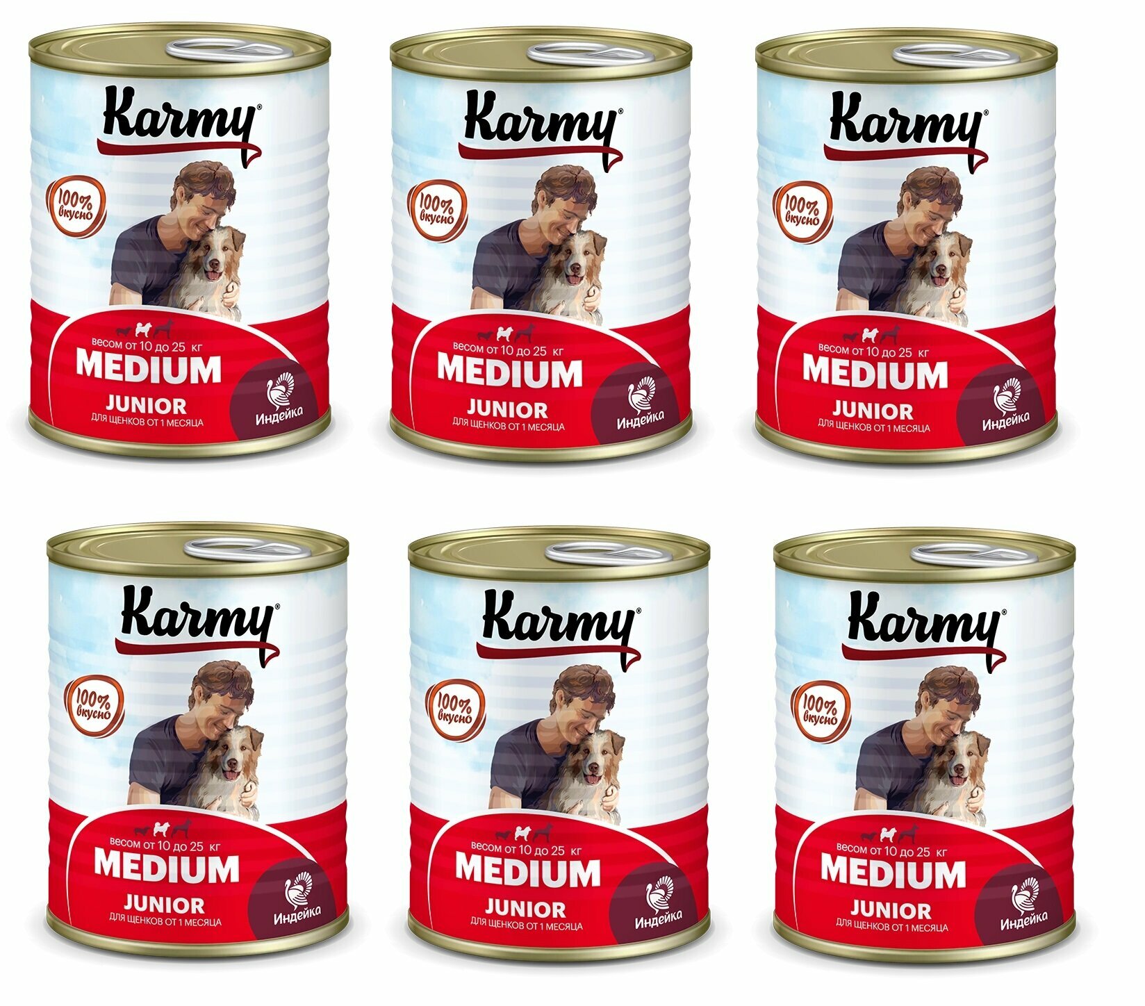 Консервы Карми для щенков Medium Junior средних пород Индейка 340г 6шт