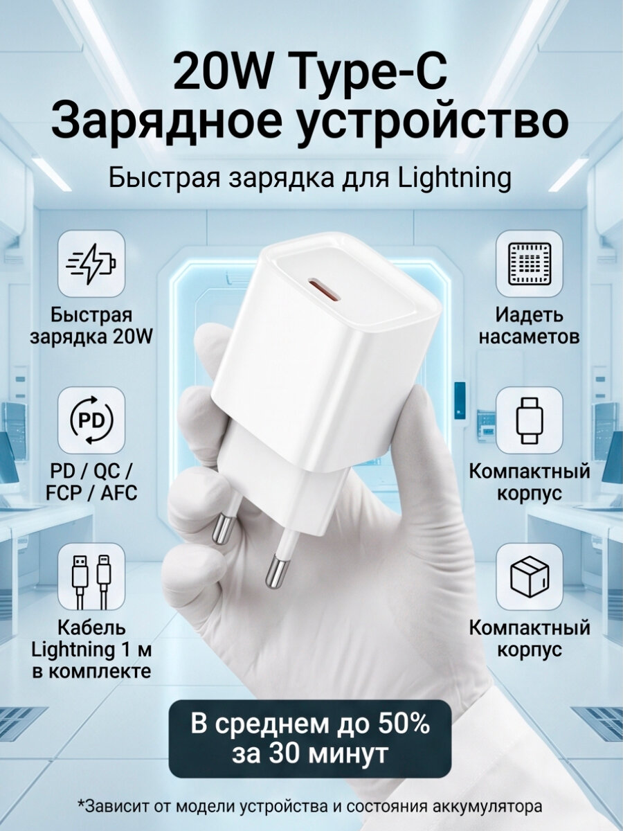 Зарядное устройство Hoco C146A 20W Type-C Lightning
