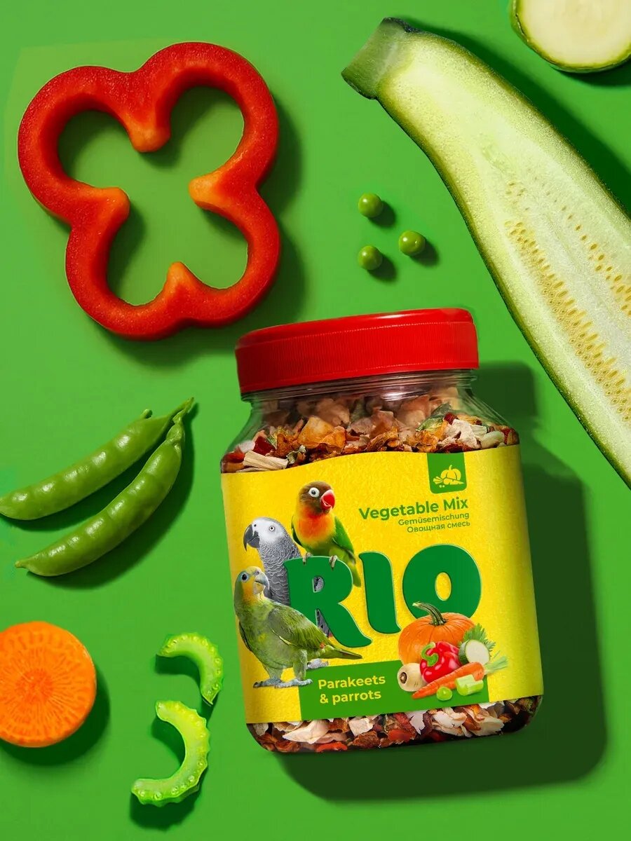 Лакомство RIO для средних и крупных попугаев овощная смесь, 6 штук по 150гр