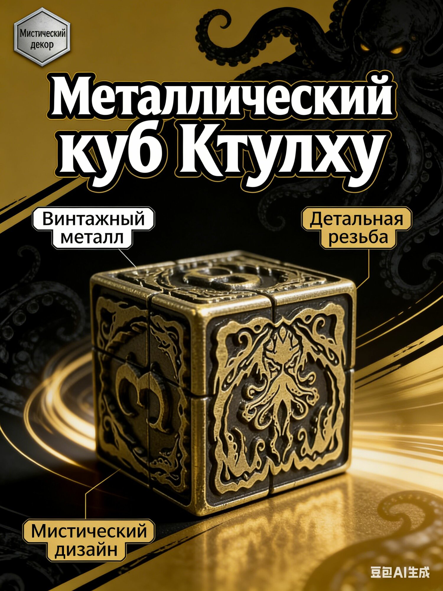 Кубик D6 Ктулху, шестигранный акриловый дайс для настольных игр, мистический символ ужаса, ролевая игра Dungeons & Dragons, аксессуары для D&D, подарок гику. игральная кость акриловая кость для настольных ролевых игр