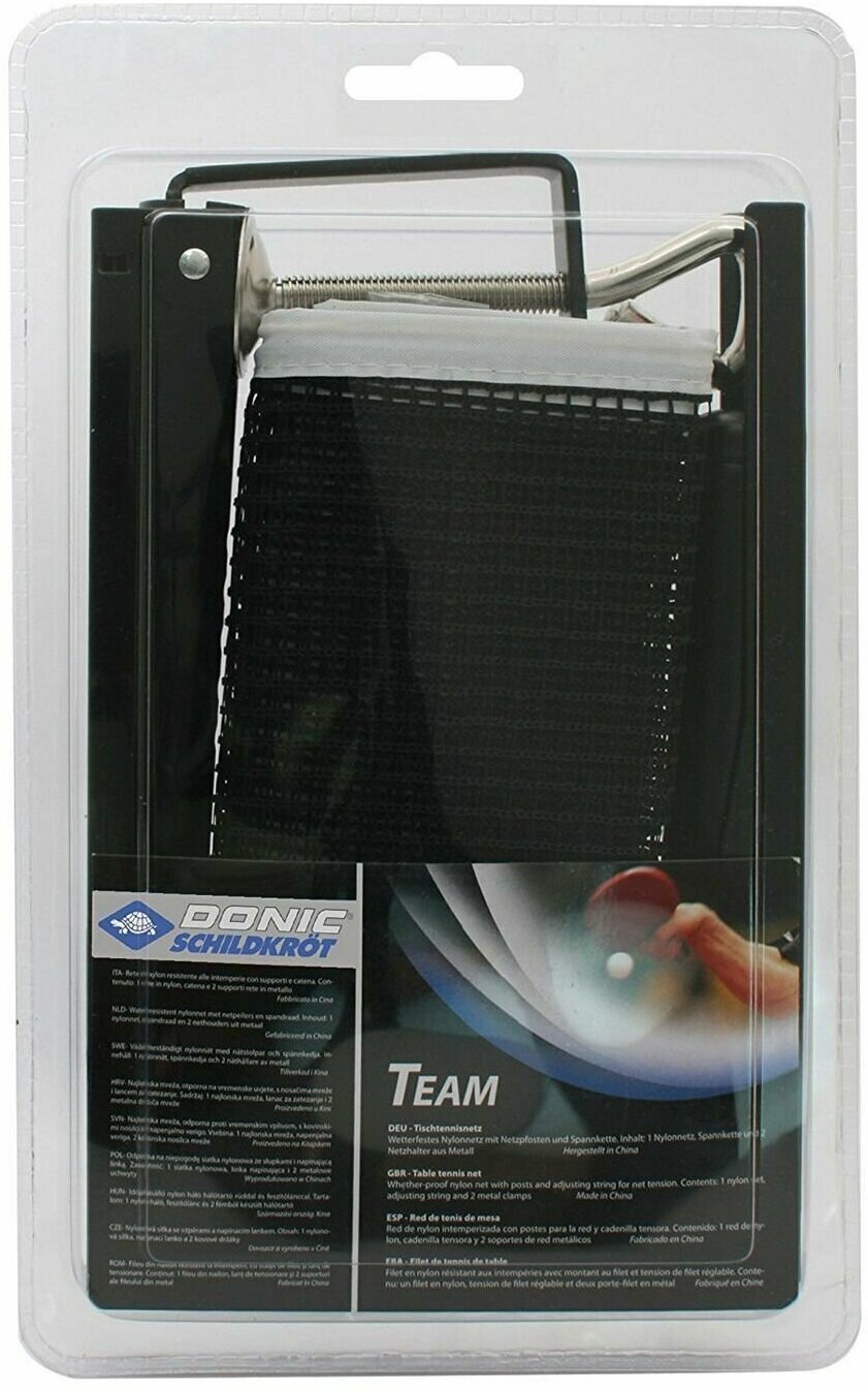 Сетка DONIC "TEAM", для настольного тенниса, черная, с креплением