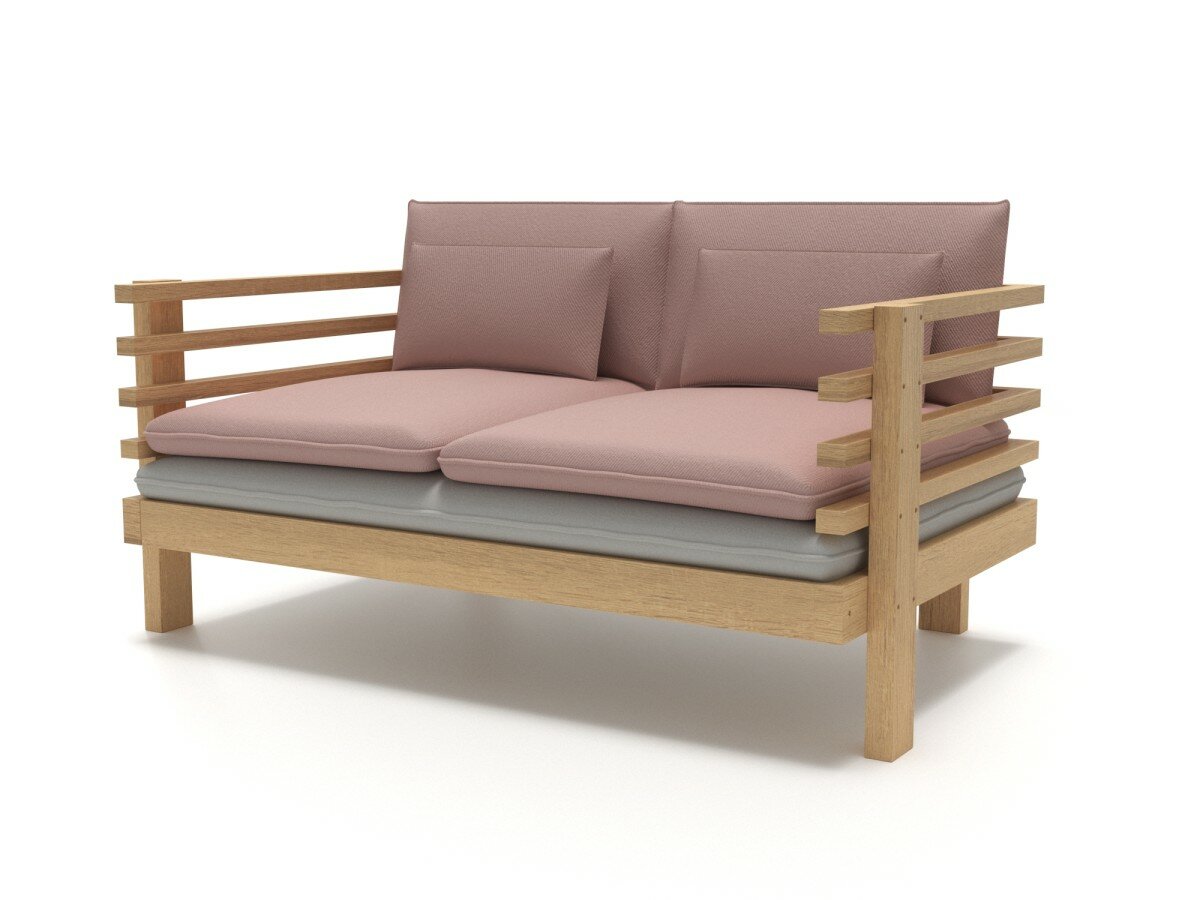 Диван кушетка Soft Element Атлантик Rose Ash двухместный, велюр, деревянная, стиль лофт, в прихожую, садовая