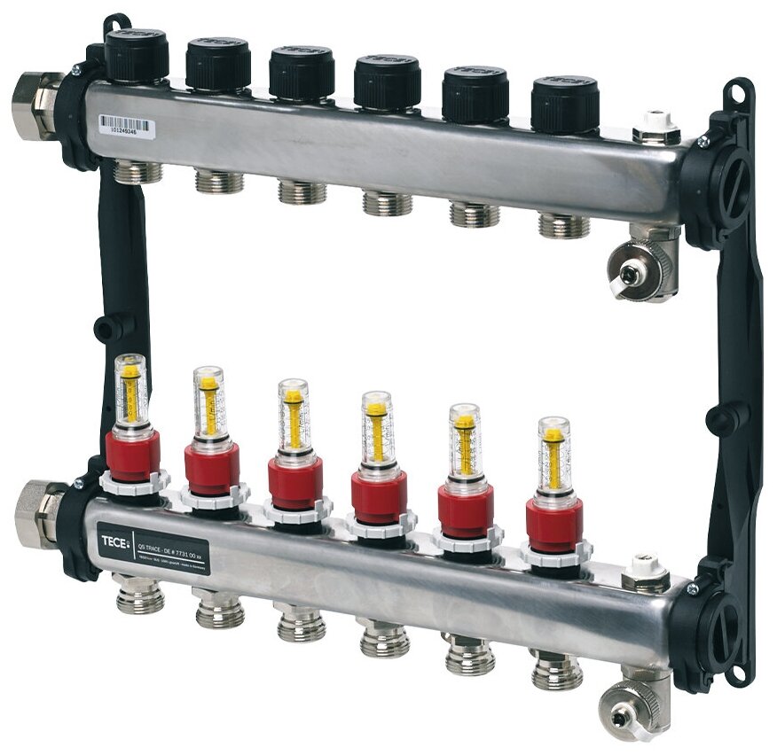 77310004, Коллектор стальной для тепл. пола 1' и 3/4' (еврок.), 4 контура