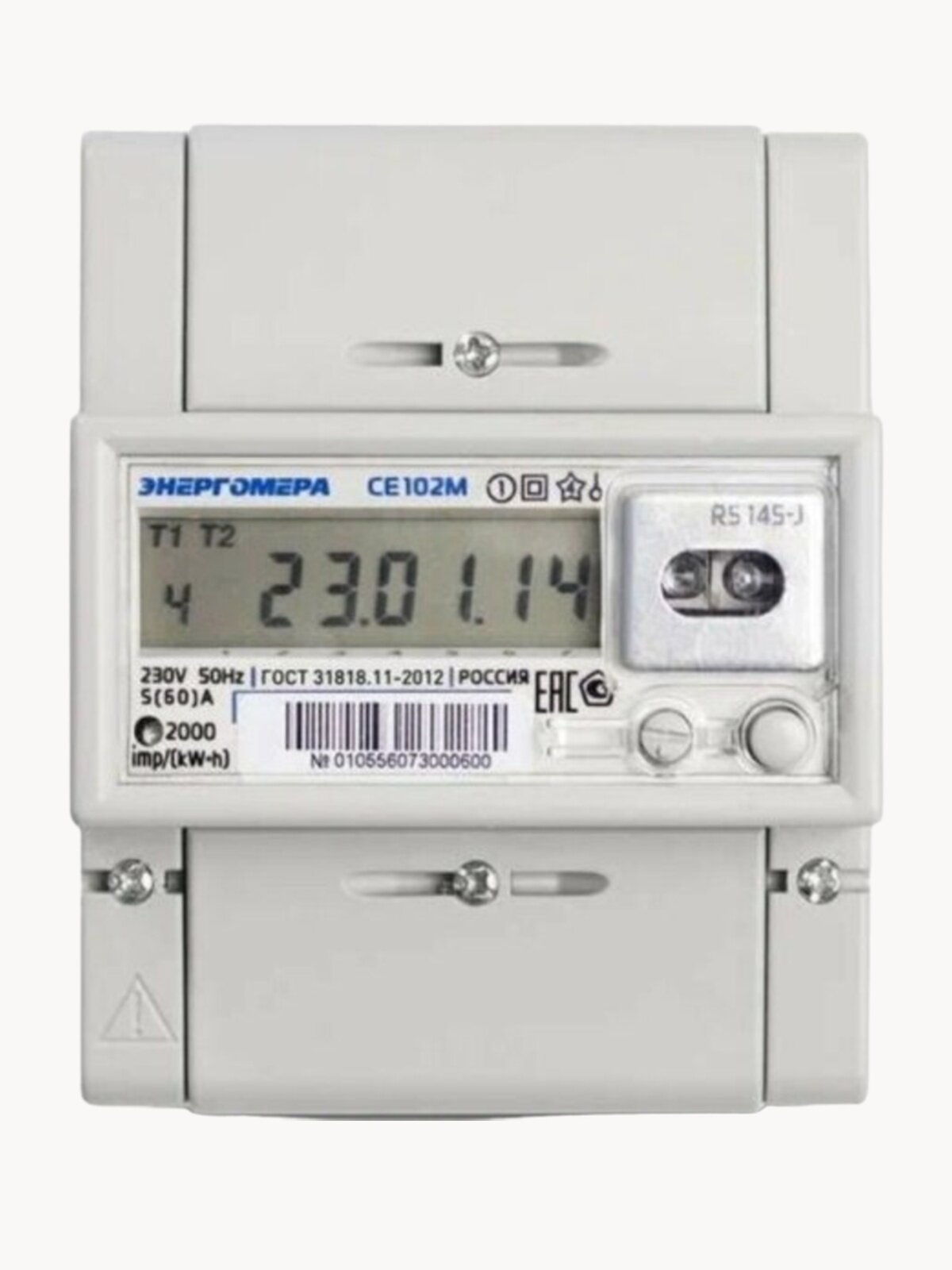 Электросчетчик Энергомера CE102M R5 145 A 1ф 5-60А класс точн. 1.0 многотариф. RS-485 ЖКИ Моск. вр. 101002003010748
