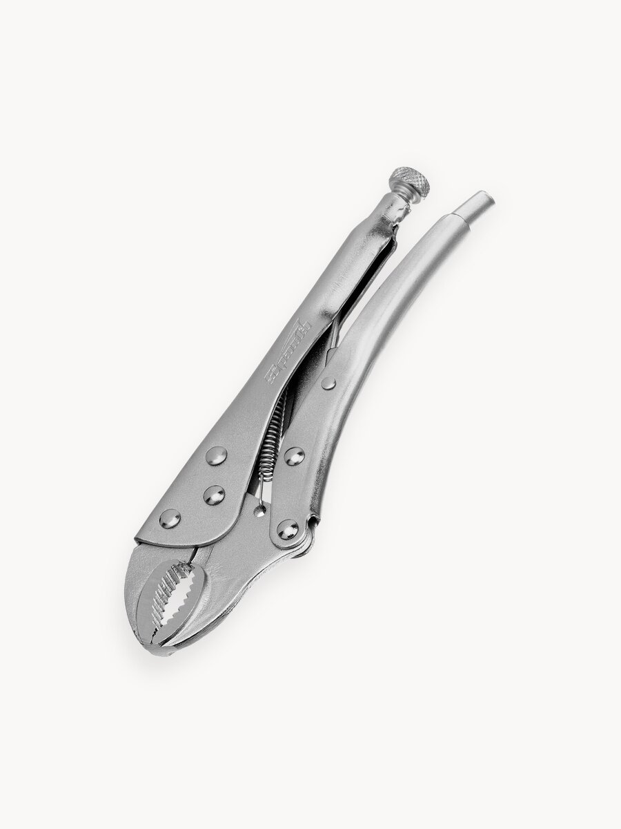 Зажим ручной Sparta, 250 мм, полукруглый захват и плавная регулировка, стальной корпус и губки с насечками, 184305