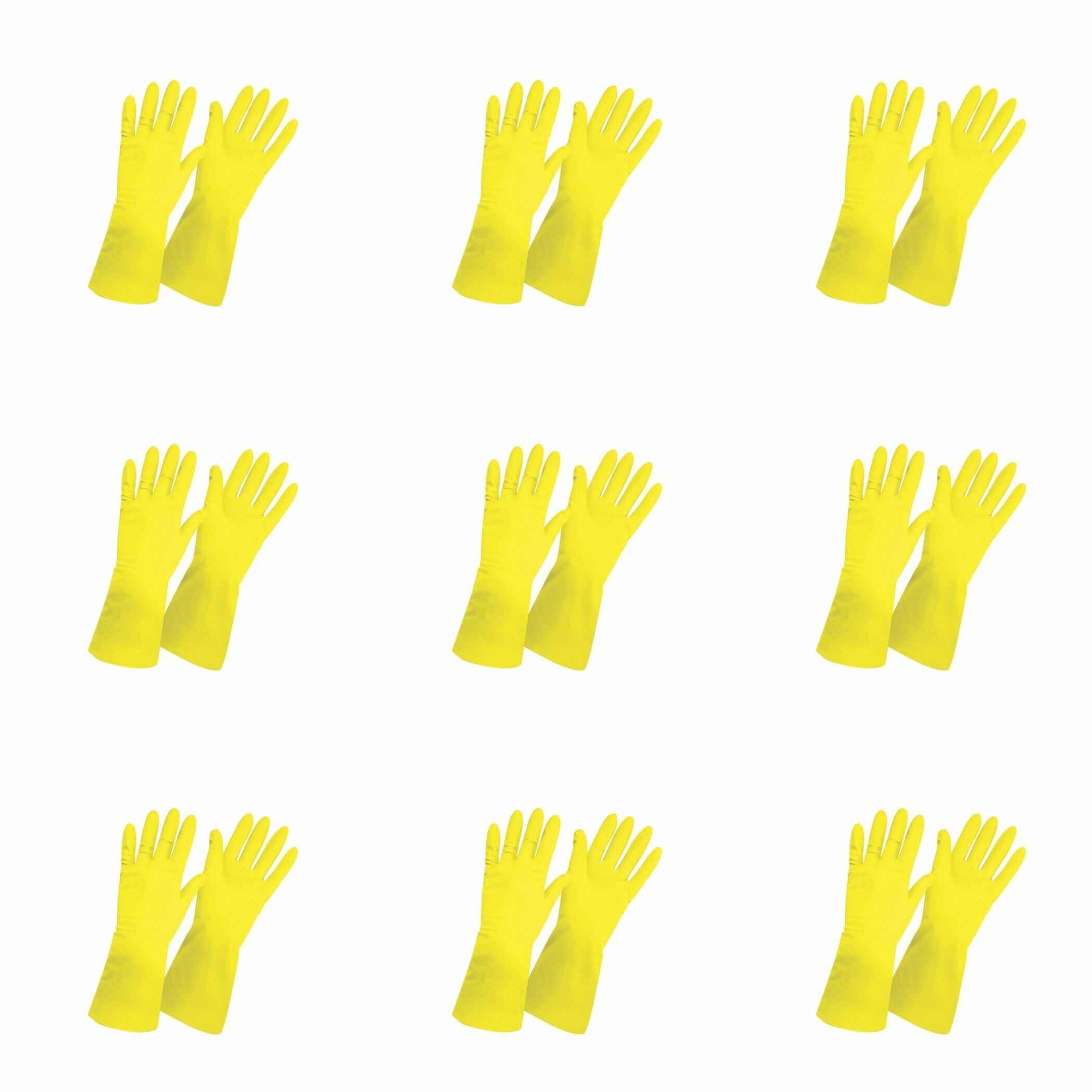 LIBRY Перчатки хозяйственные, латексные, эластичные, х/б, желтые, S, 9 шт