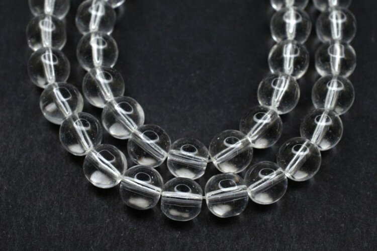 Бусина круглая стеклянная 8мм, цвет прозрачный, 525-011, 10шт