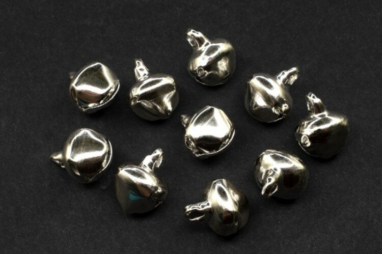 Бубенчики для творчества 14х12мм, отверстие 2мм, цвет серебро, металл, 22-298, 10шт