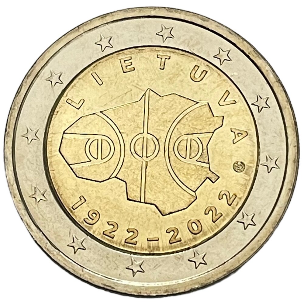 Литва 2 евро 2022 г. (100 лет баскетболу в Литве) (Из ролла)