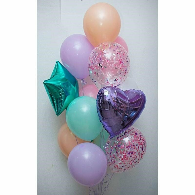 Композиция из воздушных шаров со звездой и сердцем