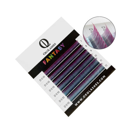 Ресницы Oko Lashes Professional Fantasy mini бирюзово-розовый M 0.10 7-12