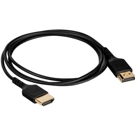 Кабель Wize HDMI WAVC-HDMIUS-0.2M, v.2.0, 19M/19M, 4K/60 Hz 4:4:4, 36 AWG, HDCP 2.2, ультратонкий, позол. разъемы, черный, 0.2м