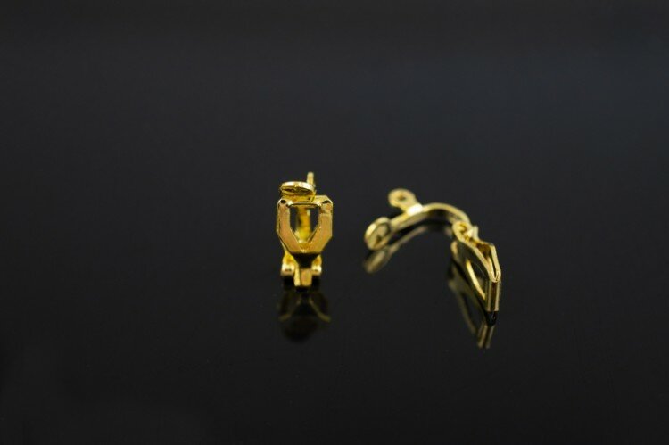 Основа для клипс с петелькой 13х10мм, отверстие 1мм, цвет золото, сплав металлов, 21-009, 1 пара