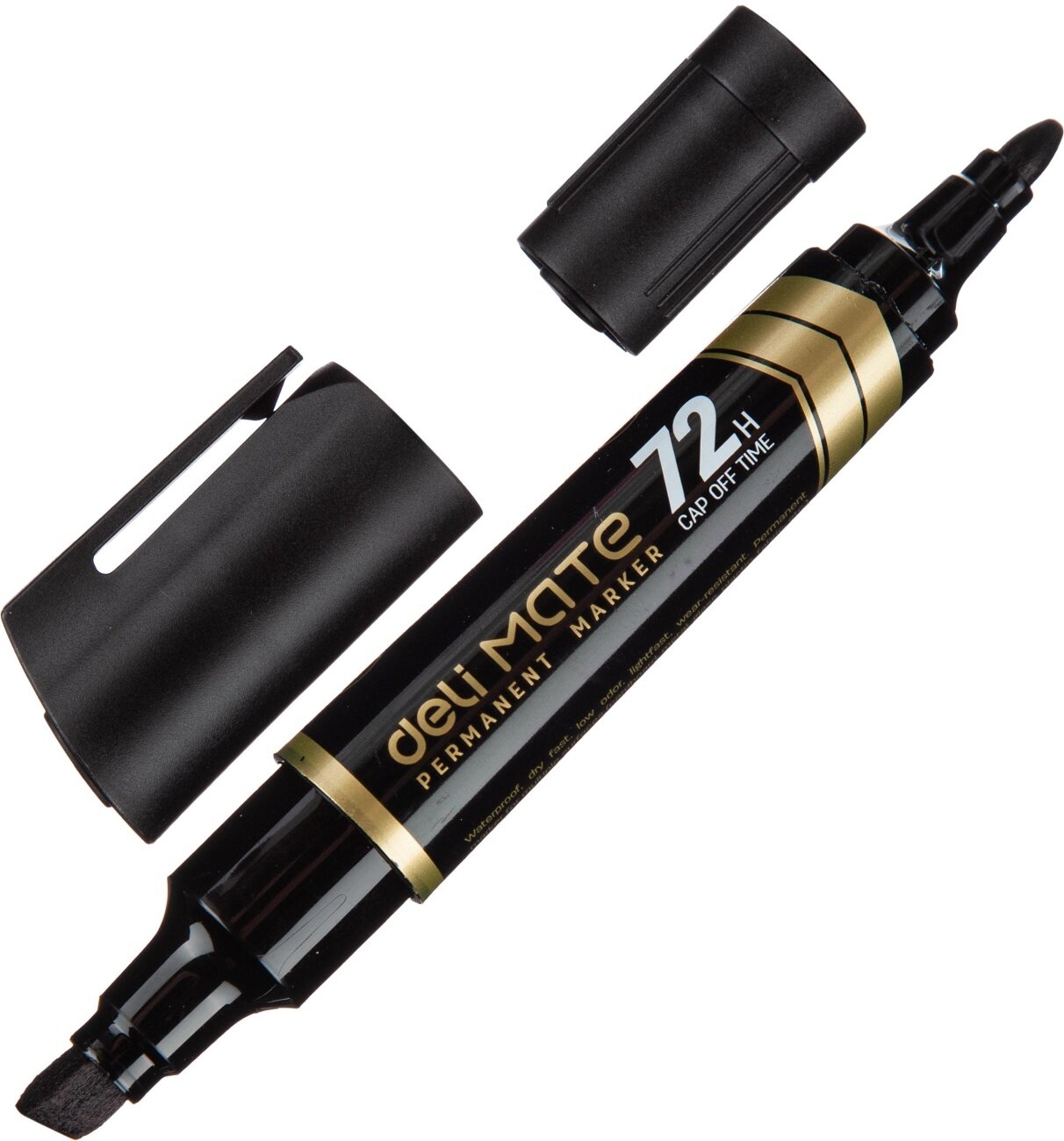 Маркер перманентный двусторонний Deli Mate 1,5/2-6 мм черный EU72-BK 1676007