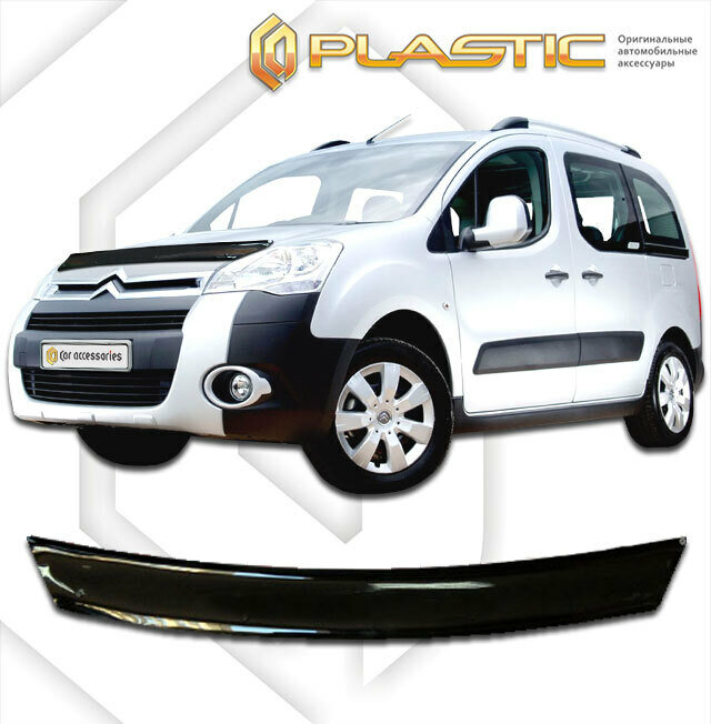 Дефлектор капота Citroen Berlingo 2009 н. в. Черный глянцевый СА Пластик