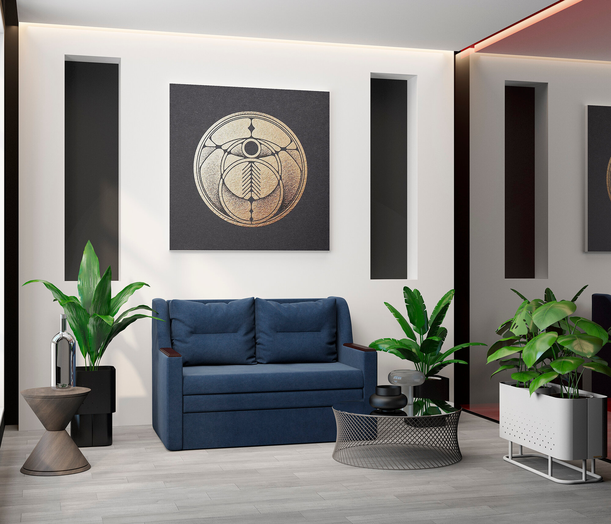 Диван-кровать раскладной Дуэт велюр Ультра миднайт