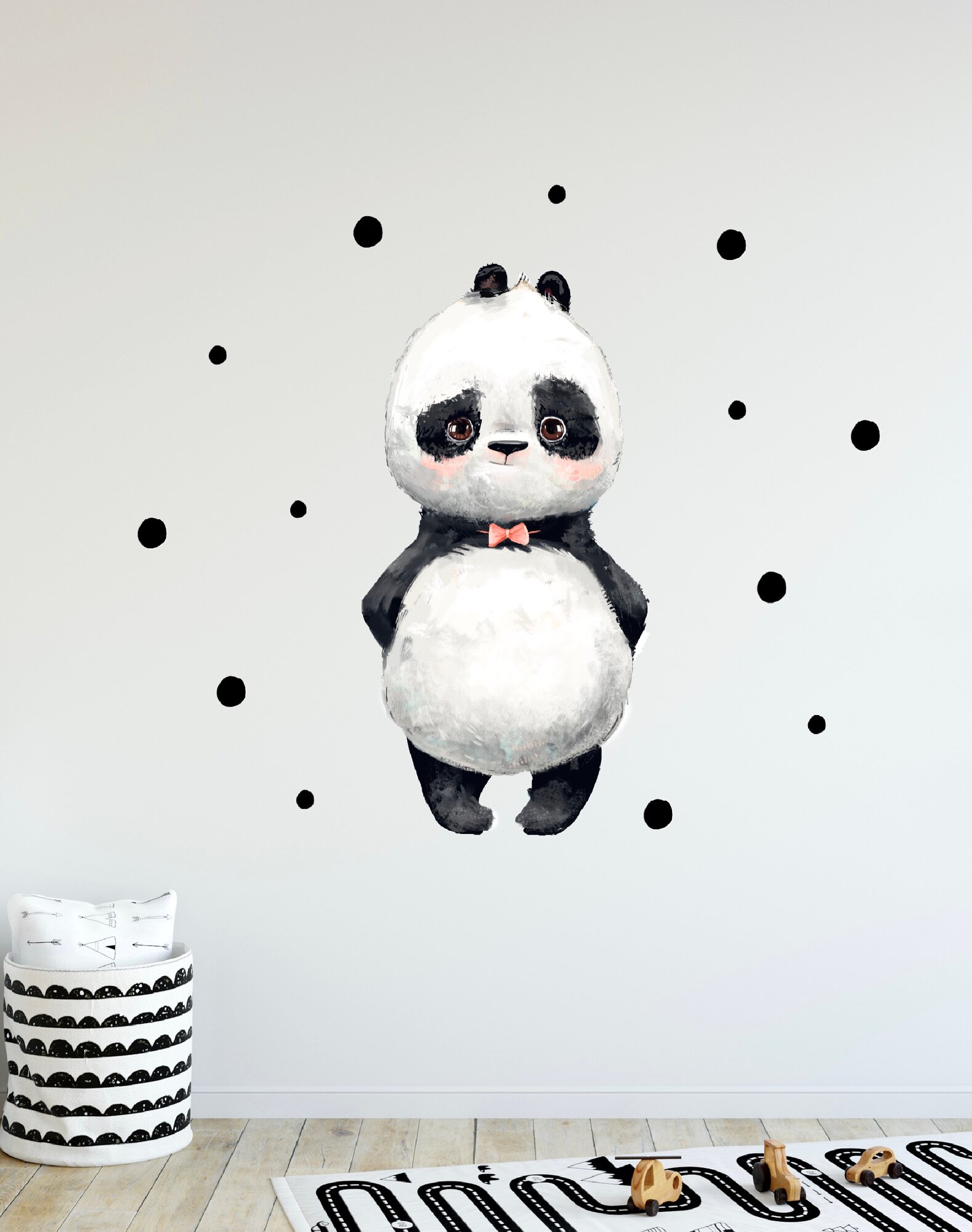 Интерьерные декоративные виниловые наклейки на стену детские большие для детей мальчику девочке "Панда", украшение и декор детской комнаты