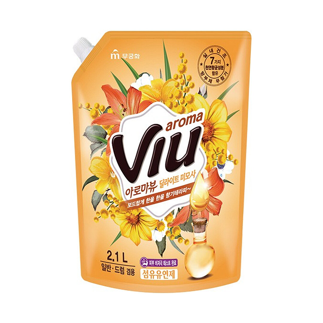 Mukunghwa Aroma Viu Golden Mimosa Антибактериальный ароматизирующий кондиционер Золотая мимоза 2,1 л в мягкой упаковке