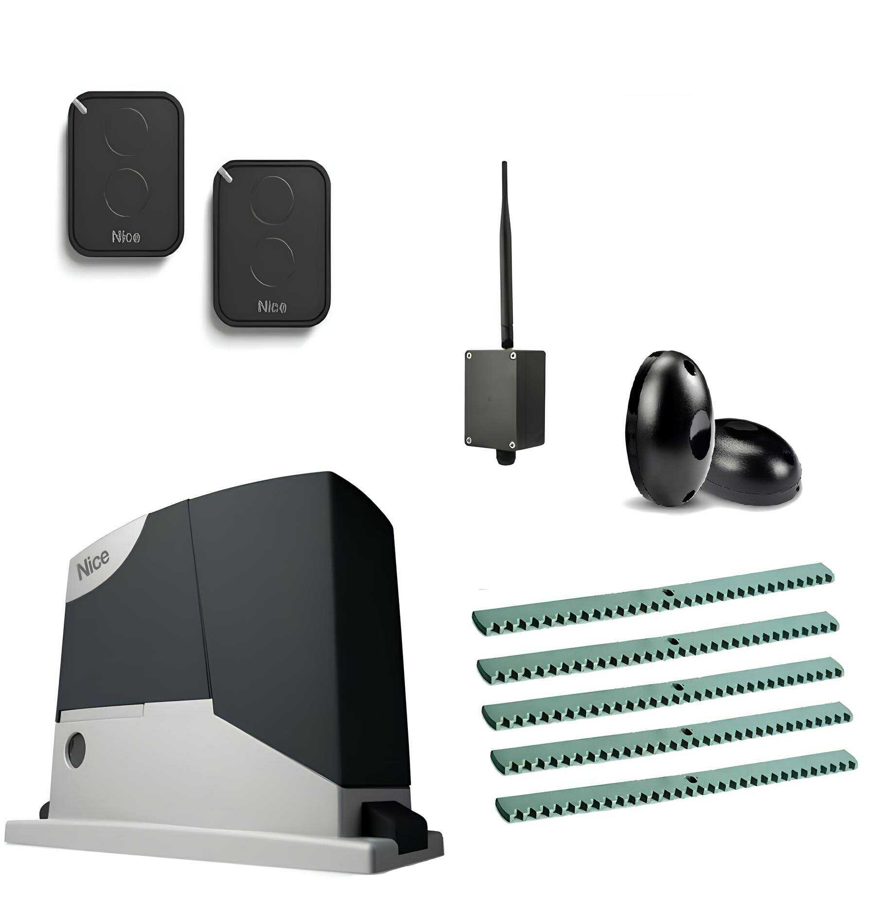 Автоматика для откатных ворот RD400KCE FK5-BT, комплект: привод, фотоэлементы, 2 пульта, Bluetooth-модуль, 5 реек