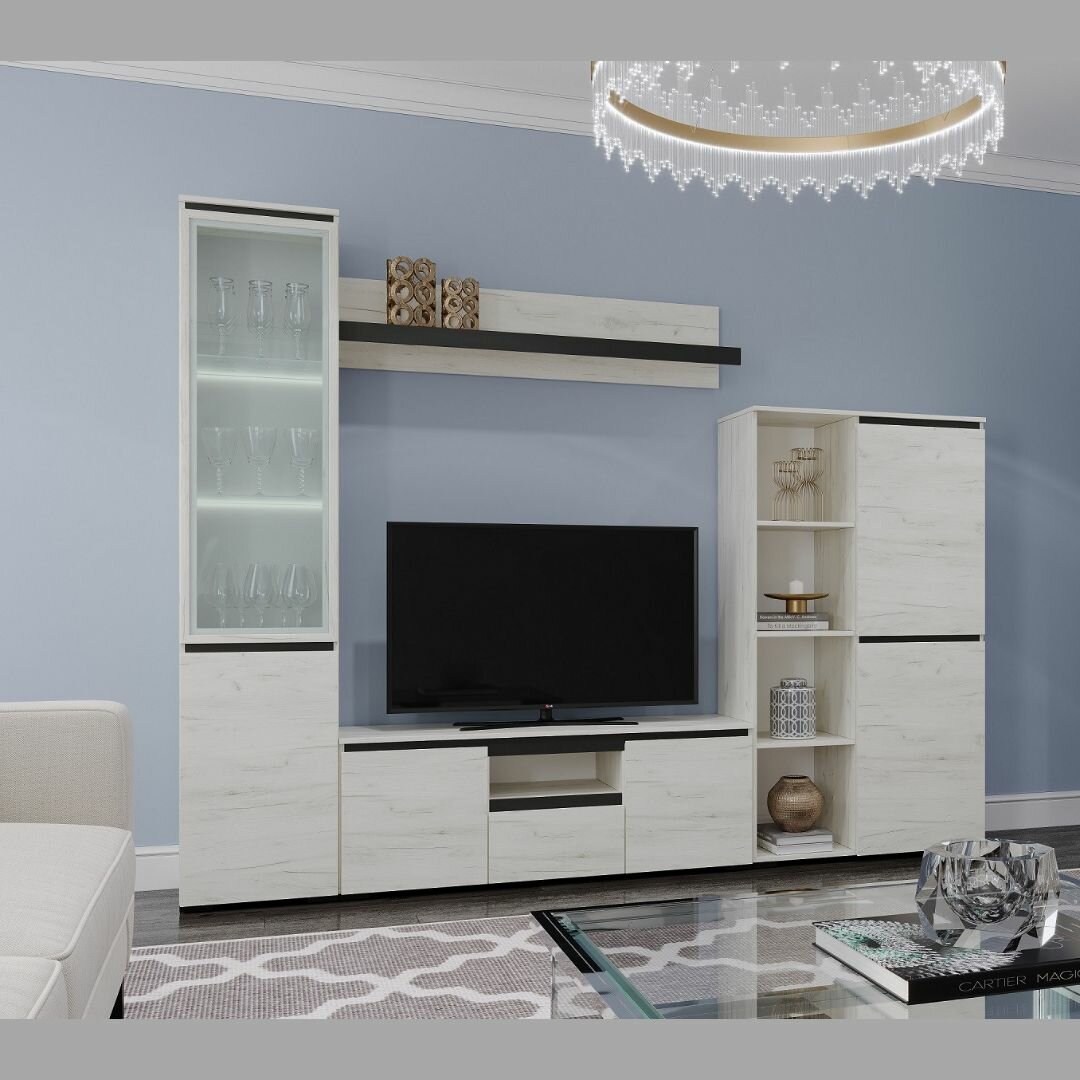 Гостиная "гретта" Дуб Крафт белый/Антрацит исп. 7