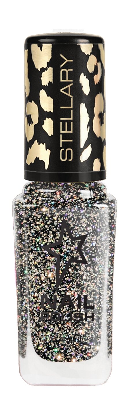 STELLARY Лак для ногтей Nail Polish, 8 мл, 118 Черно-золотой с блестками
