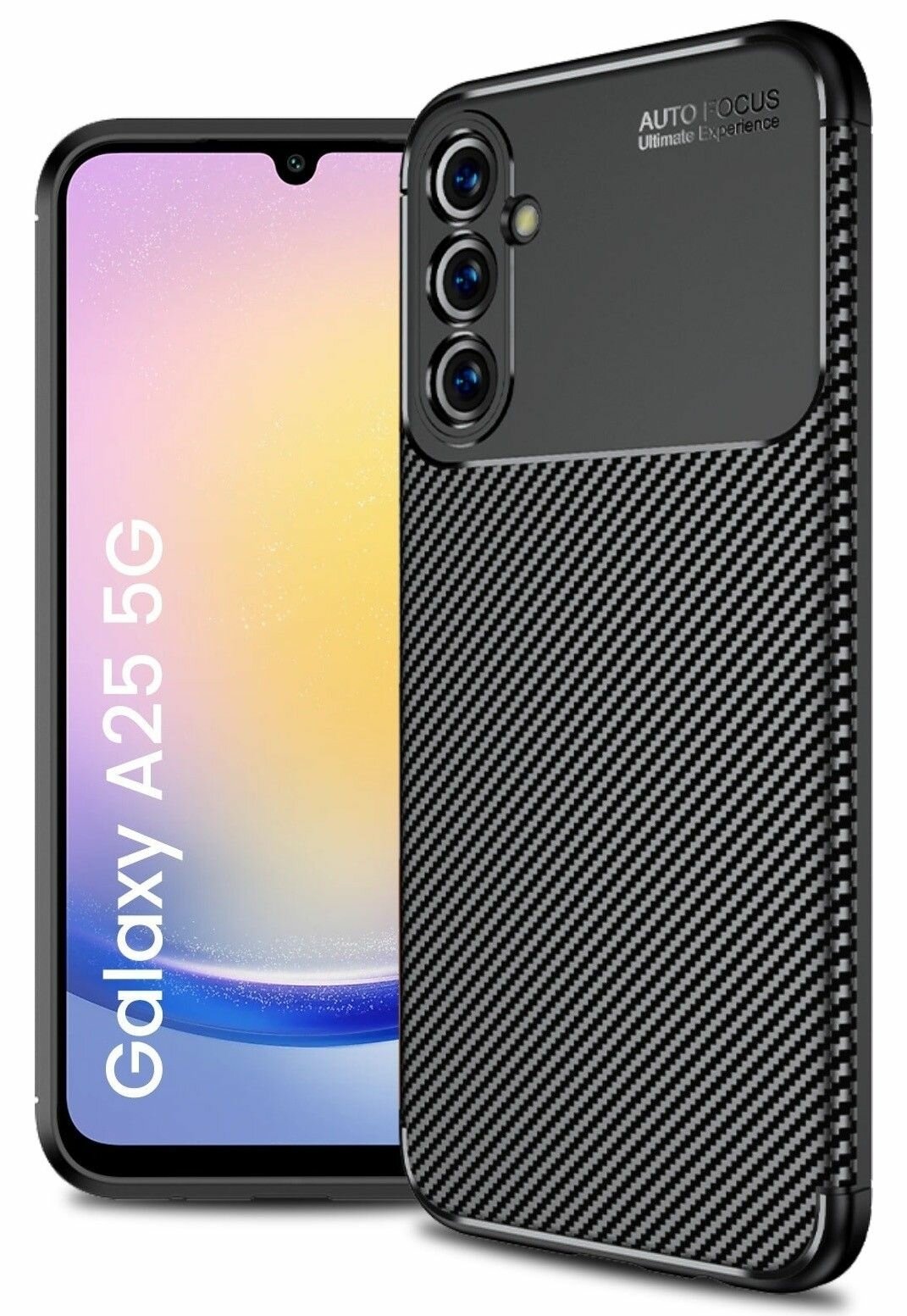 Чехол на Samsung Galaxy A25 5G силиконовый под карбон чёрный