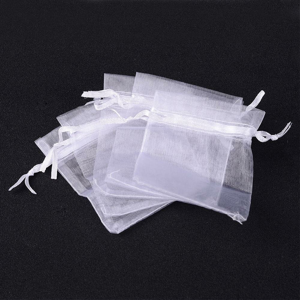 Мешочек из органзы, 9х7см, белый с белой ленточкой, 10 шт.