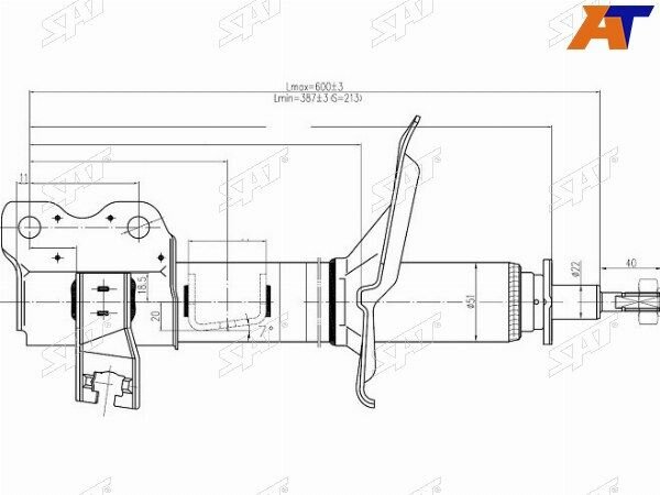 . SAT Амортизатор задний для NISSAN X-TRAIL 00-07 правый