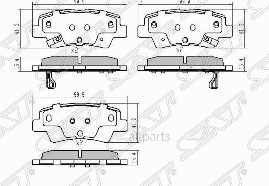 SAT ST-58302-H5A00 Колодки тормозные (Сзади) Hyundai Creta 15-22 / Elantra 06-20
