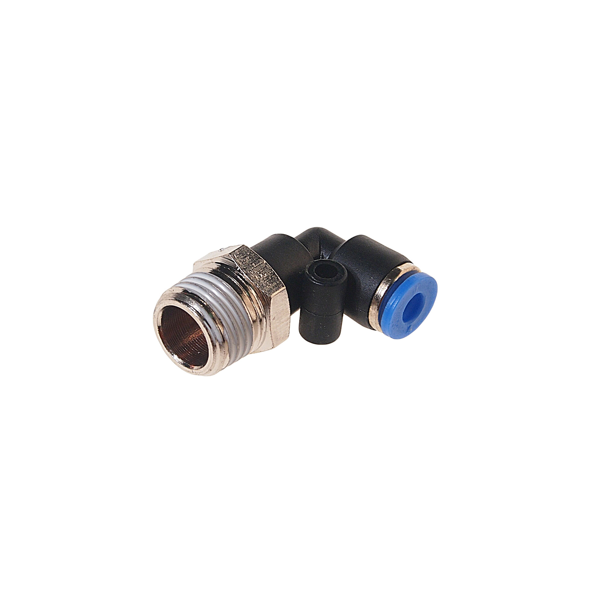Фитинг RF-SPL04-02 угловой для пластиковых трубок 4мм с наружной резьбой 1/4" ROCKFORCE