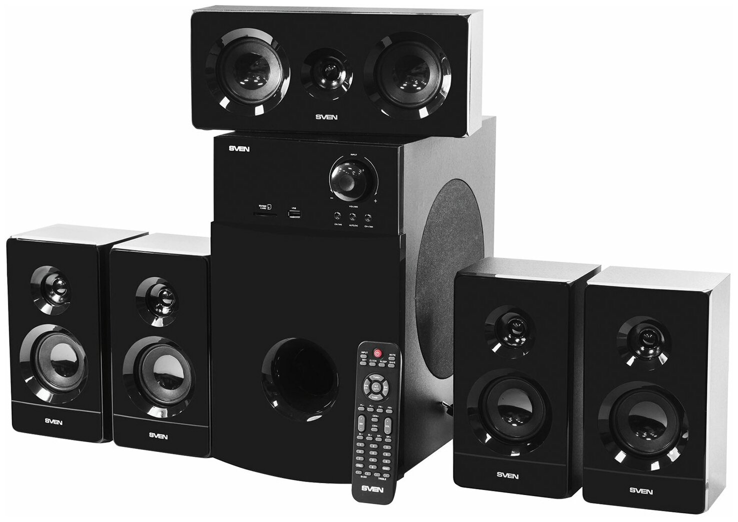 АС HT-210, черный (125 Вт, Bluetooth, пульт, дисплей, FM, USB, SD, Optical, Coaxial)