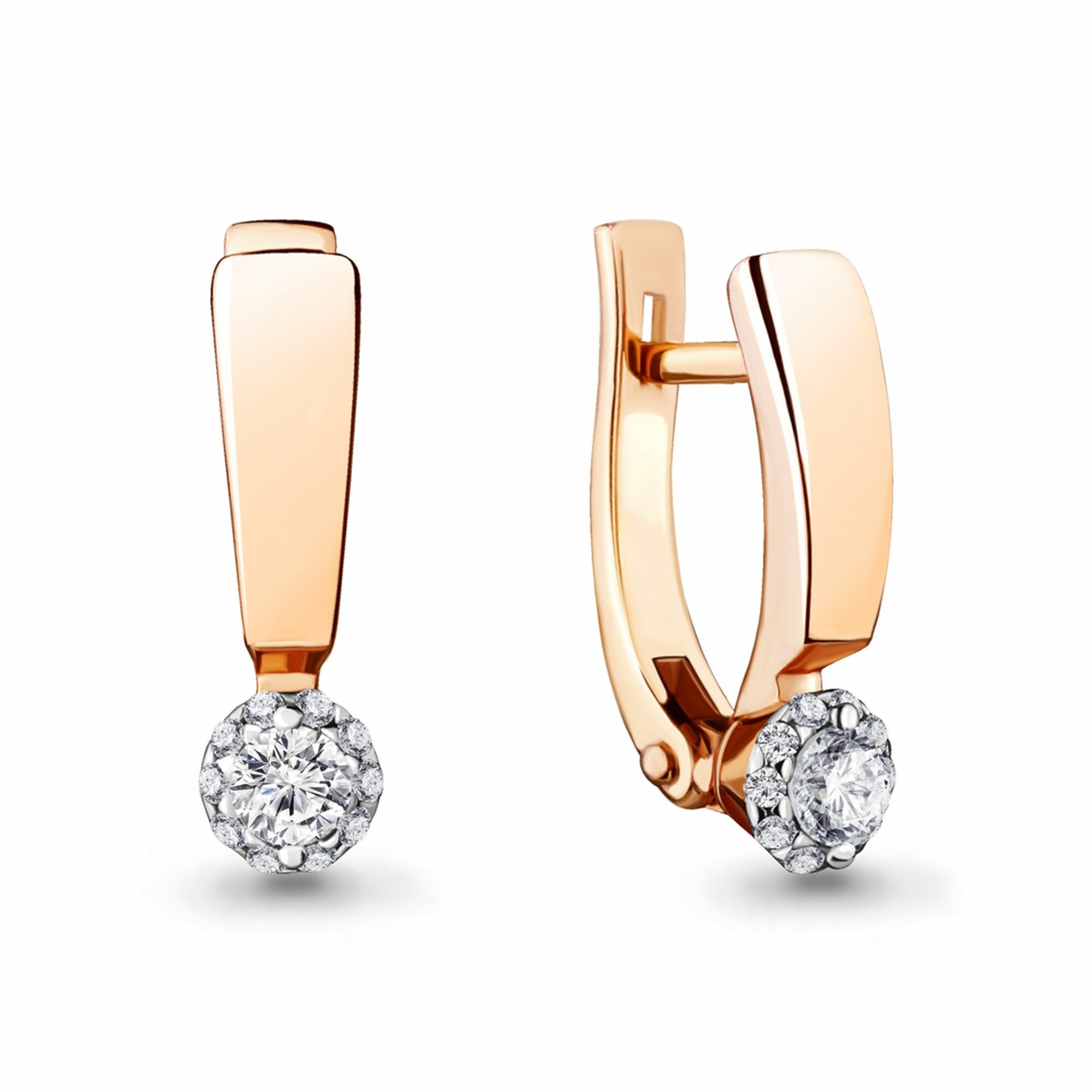 Серьги, красное золото, 585 проба, бриллиант