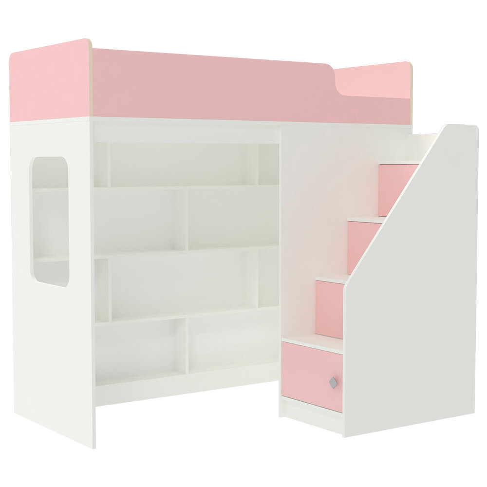 Кровать чердак Л-С603.3 75x175 Белый Розовый