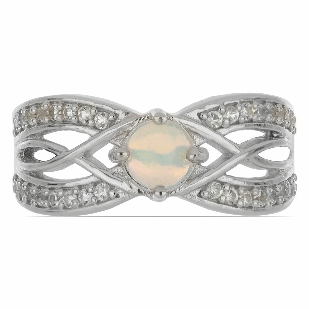 Кольцо, серебро, 925 проба, родирование, опал, топаз