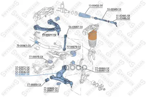 Рычаг перед. подвески! нижний прав Audi Q7/Porsche Cayenne/VW 3.0-4.8/3.0-6.0D 07> Stellox арт. 5703837SX