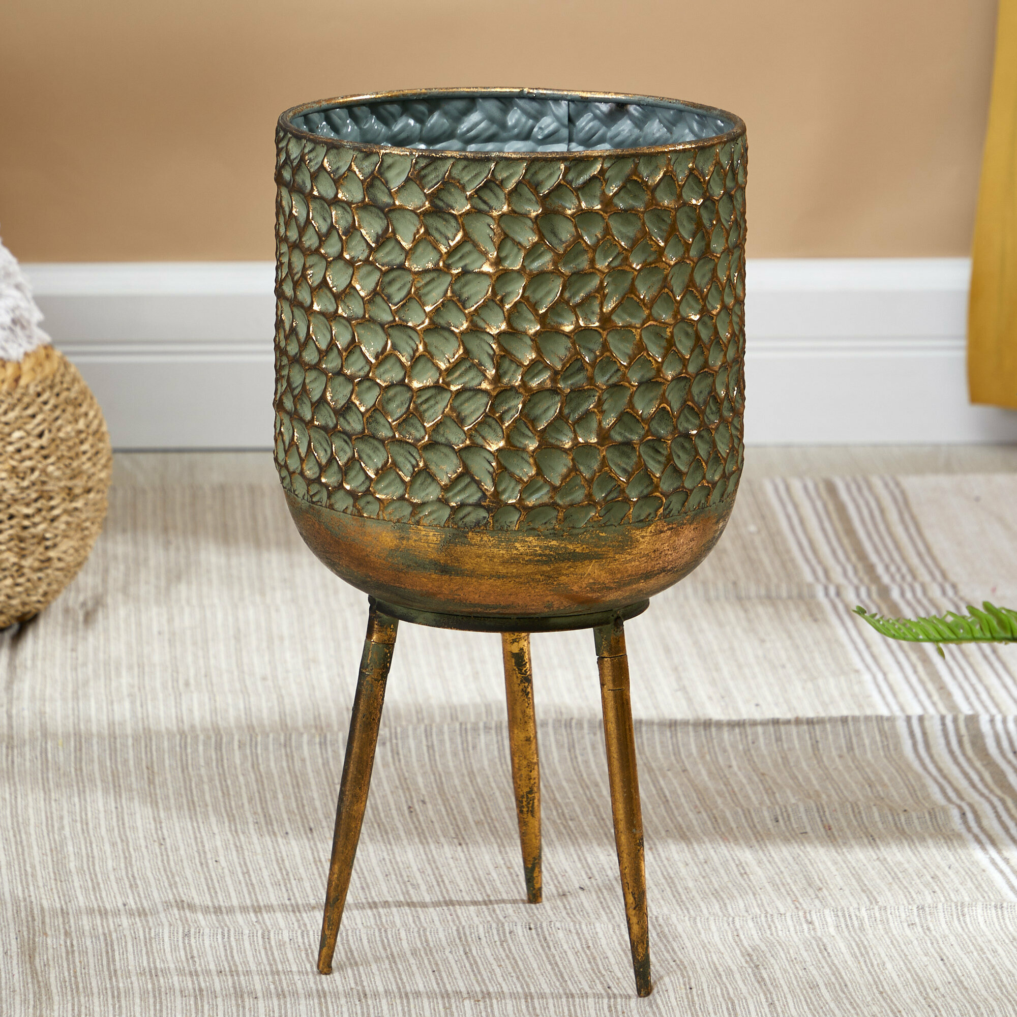 57-174/2 Кашпо для сухоцветов на ножках Марокко 22х22х39см, Железо, Glasar