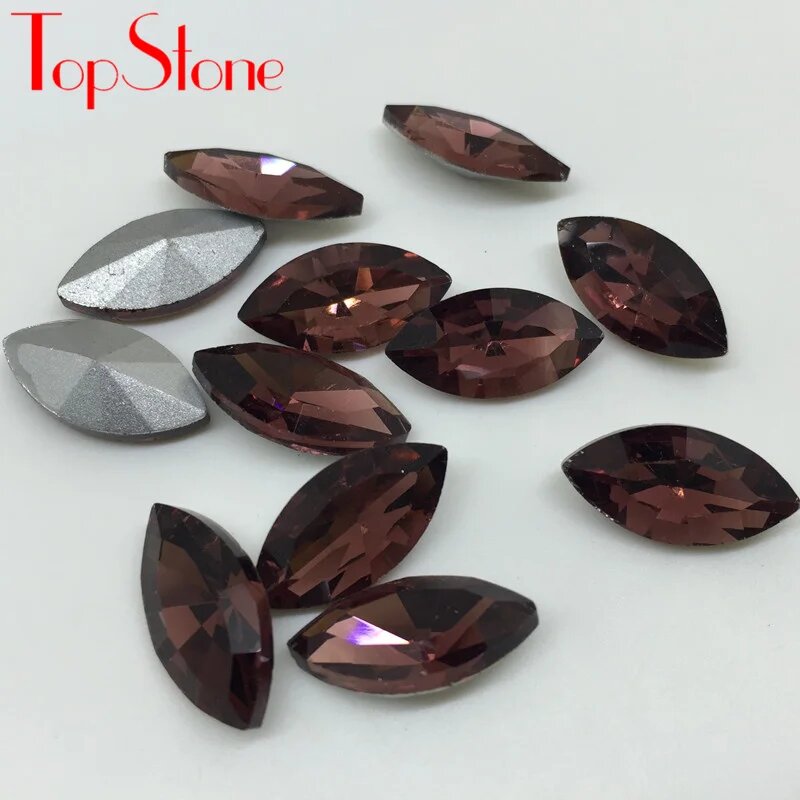 Стразы стеклянные Navette Wine Red 7x15mm 250шт