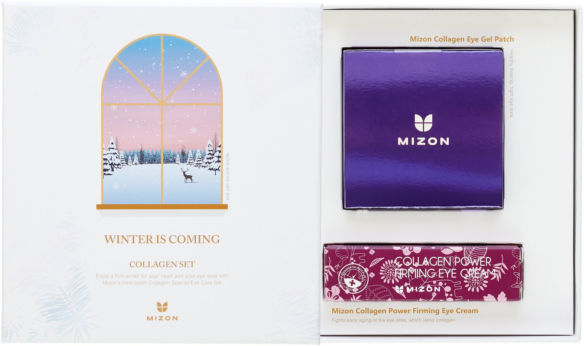 MIZON WINTER IS COMING COLLAGEN SET Набор: Коллагеновый крем для глаз, Патчи под глаза гидрогелевые с