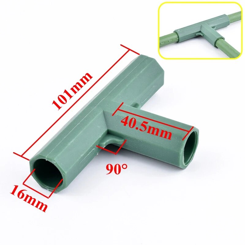 Пластиковые фитинги для каркаса теплицы Green 16мм 2-5 направления 6PCS, Flat Three-way