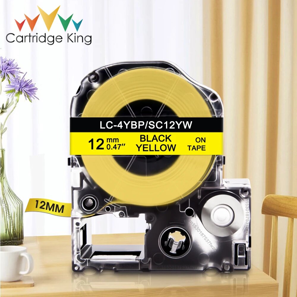 Лента для принтера этикеток Cartridge King 12 мм, Black on Yellow