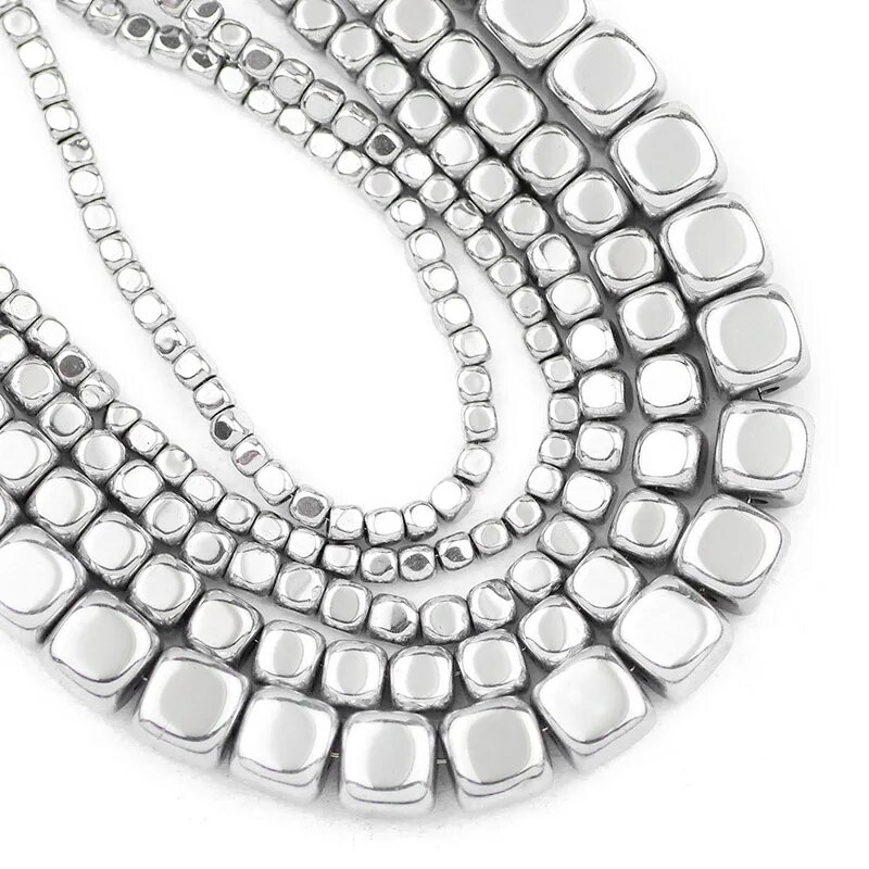 Гематит бусины JHNBY квадратные 2/3/4/6 мм серебристого цвета 3mm 126pcs